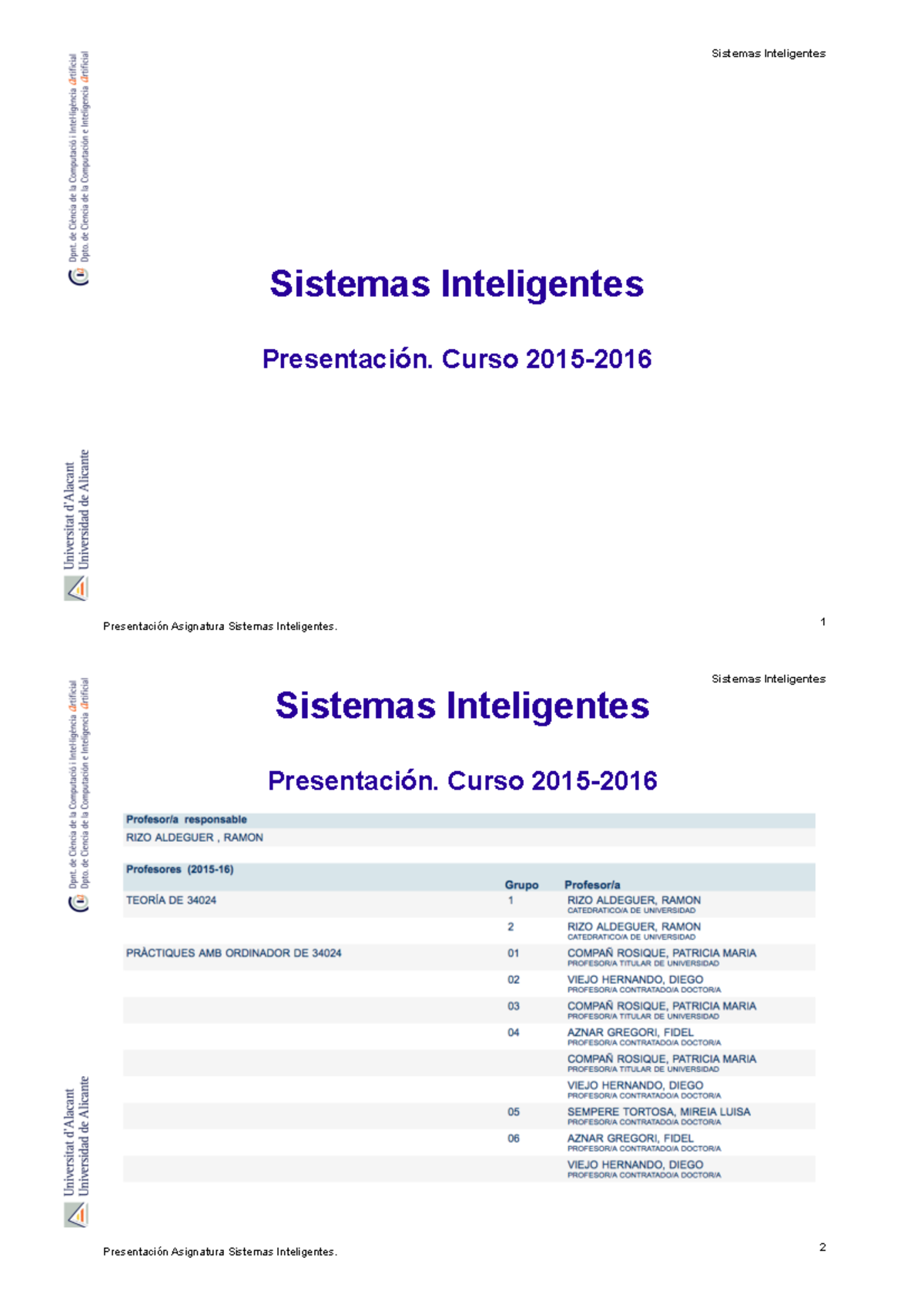 Presentacion Sistemas Inteligentes - Presentación Asignatura Sistemas ...