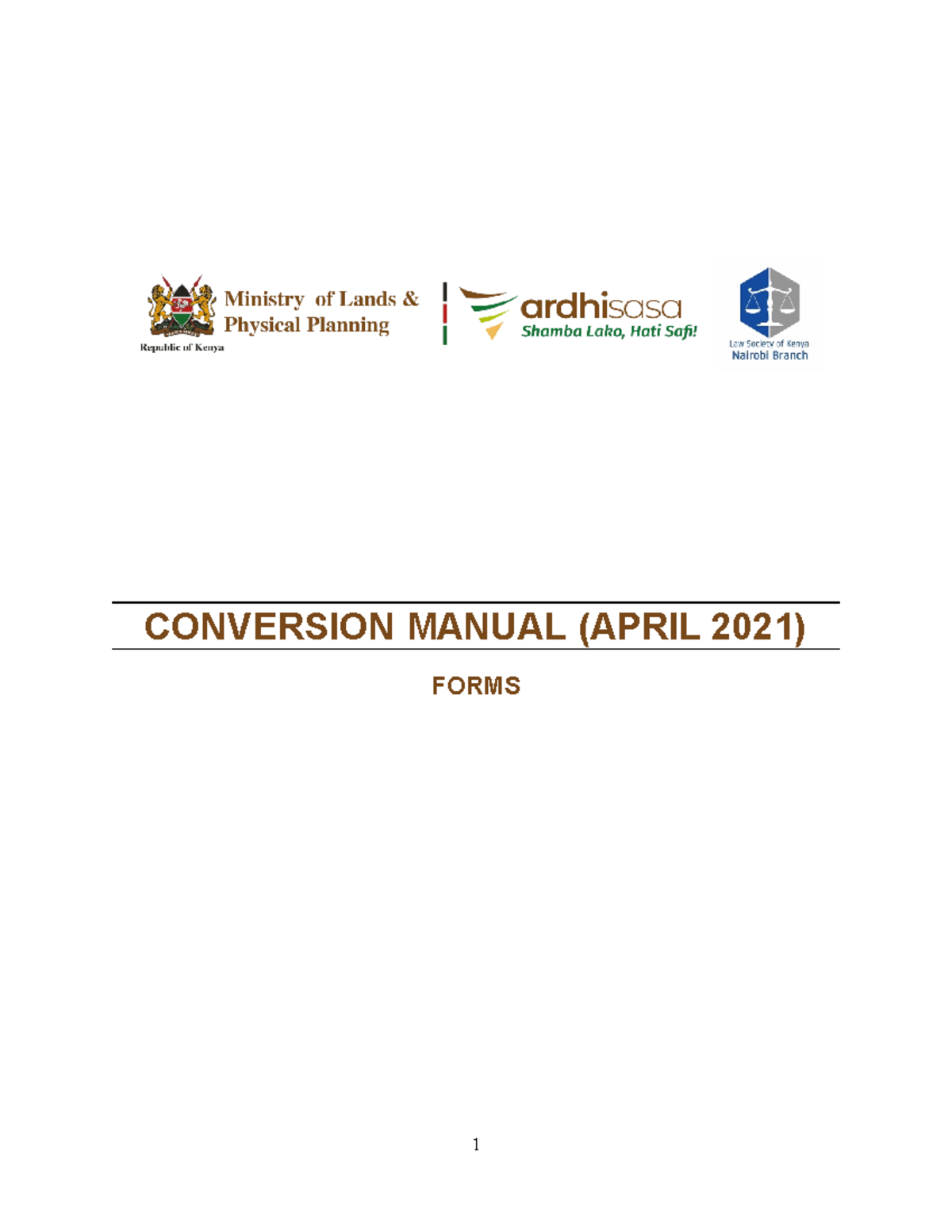 Conversion Forms - CONVERSION MANUAL (APRIL 2021) FORMS SCHEDULE I ...
