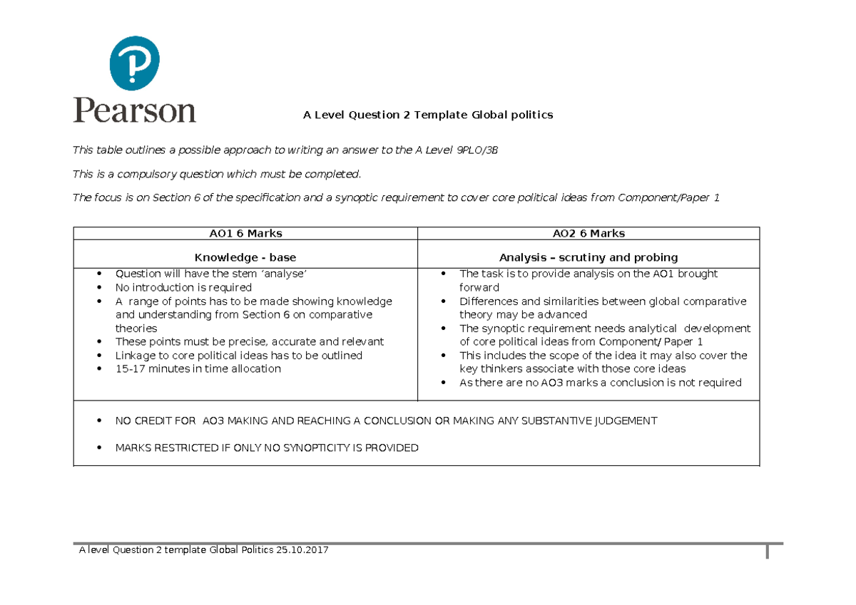 A Level Question 2 Template Global Politics 25 10 2017 - A Level ...