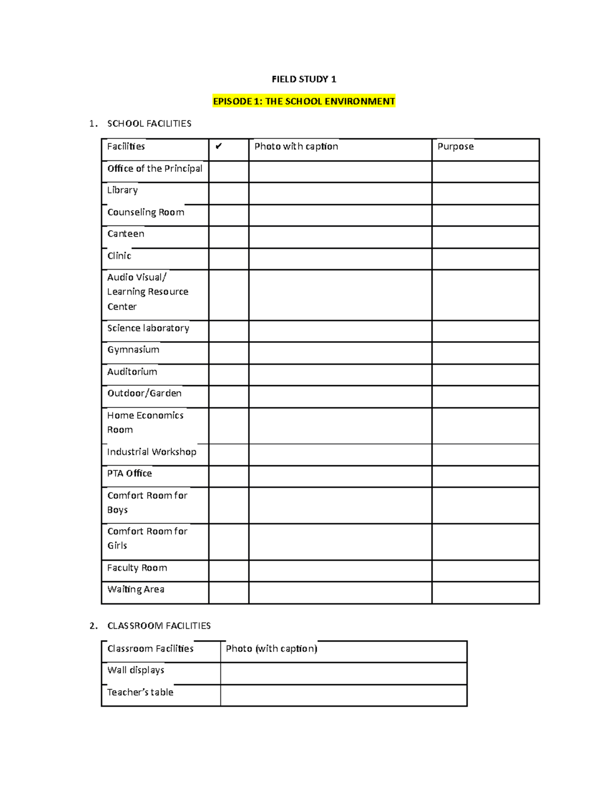 Field- Study-1 episode-1 - FIELD STUDY 1 EPISODE 1: THE SCHOOL ...