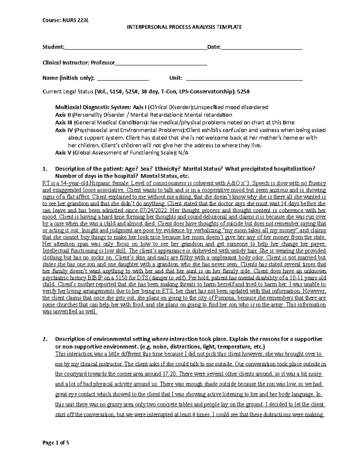 IPA MH clinical - MH paper - INTERPERSONAL PROCESS ANALYSIS TEMPLATE ...