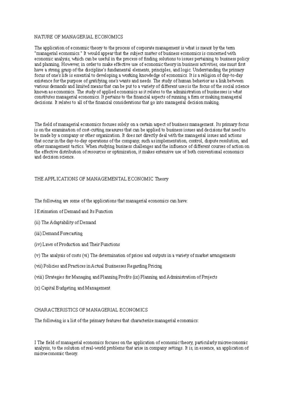 Lesson 2 Basics of Managerial - NATURE OF MANAGERIAL ECONOMICS The ...