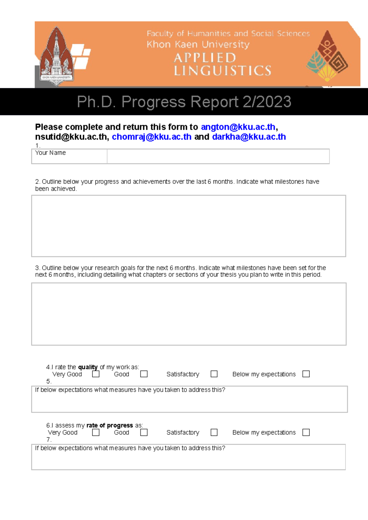 2 2023 Doctoral Progress Report Form - Ph. Progress Report 2/ Please ...