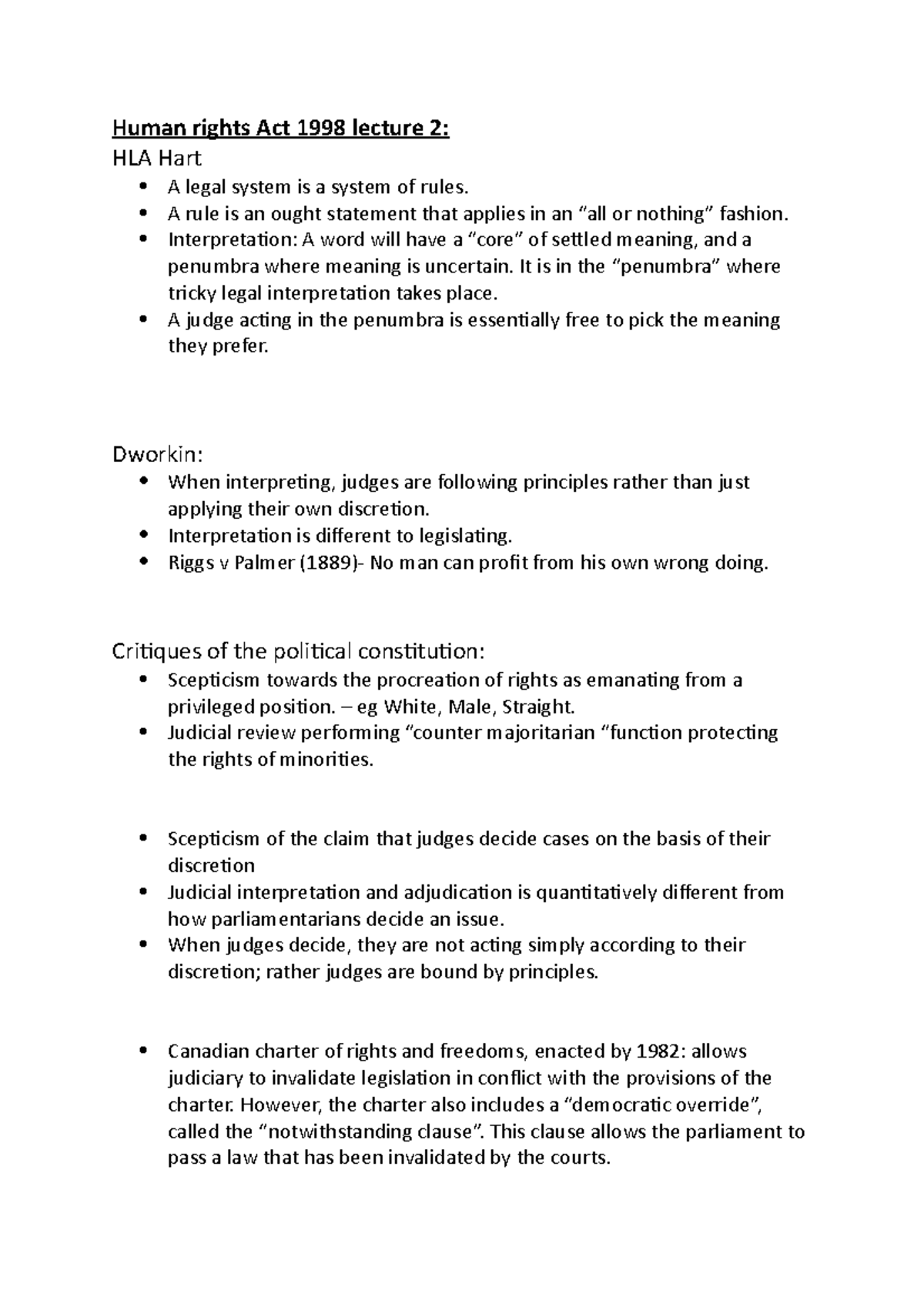 Human rights Act 1998 lecture 2 - Human rights Act 1998 lecture 2: HLA ...