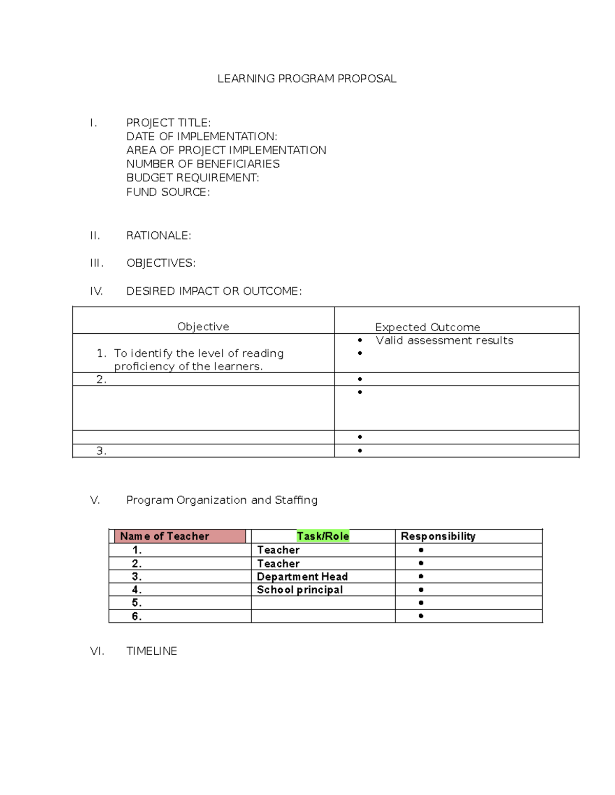 Learning- Program- Proposal - LEARNING PROGRAM PROPOSAL I. PROJECT ...