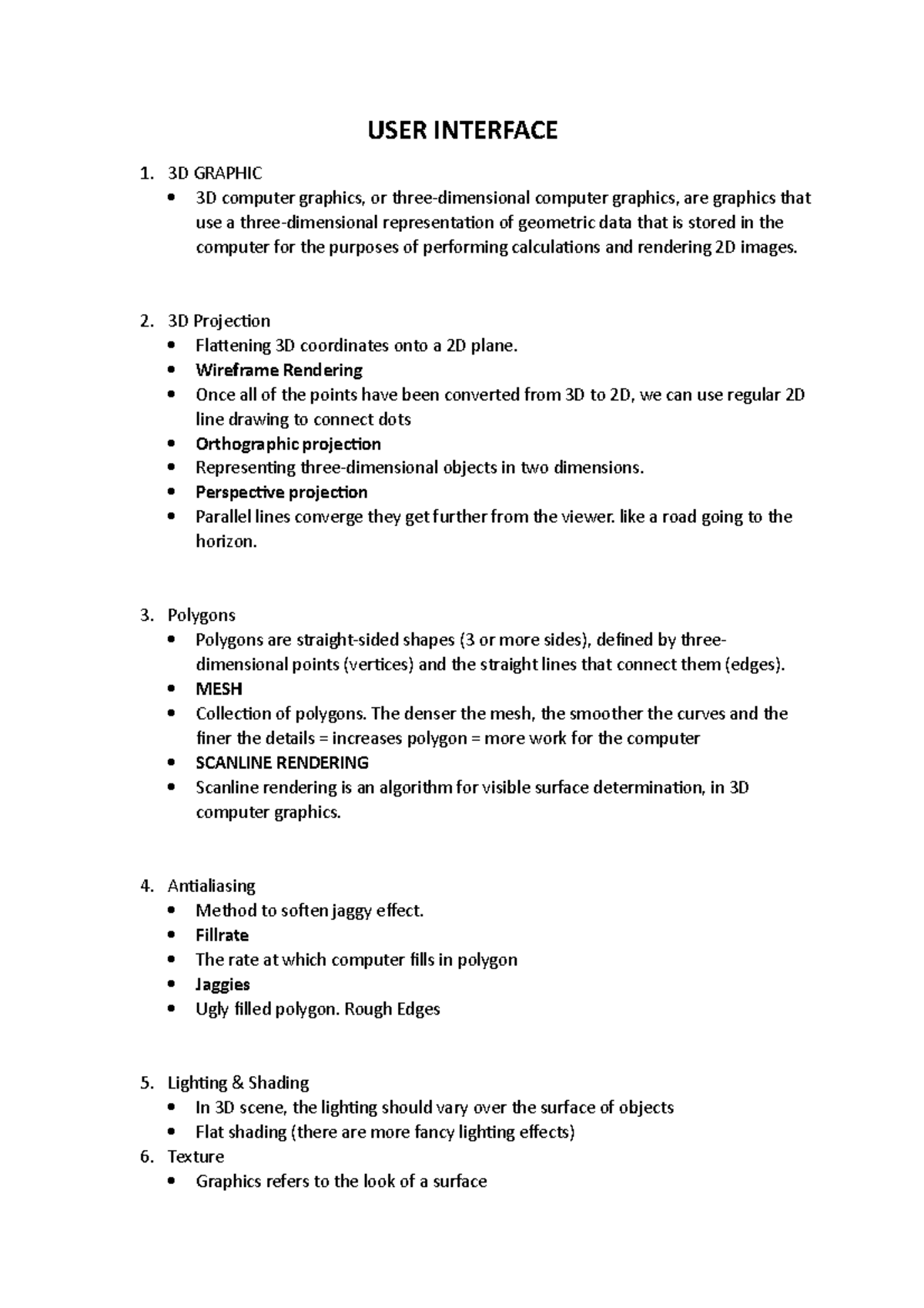 User Interface Part 3 - USER INTERFACE 1. 3D GRAPHIC 3D computer ...