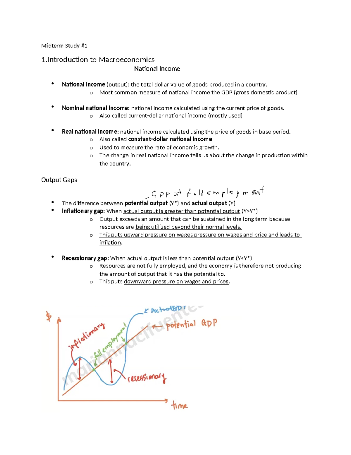 Econ203 #1midterm - Summary Introduction to Macroeconomics - Midterm ...