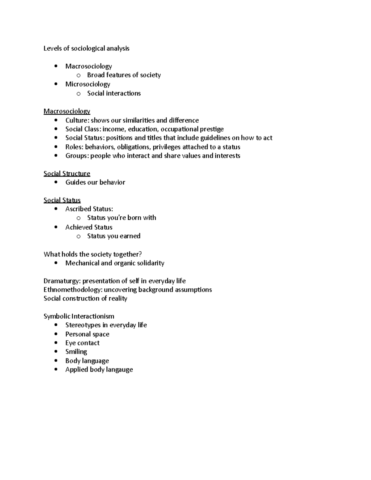 Levels of Sociological Analysis - Levels of sociological analysis ...