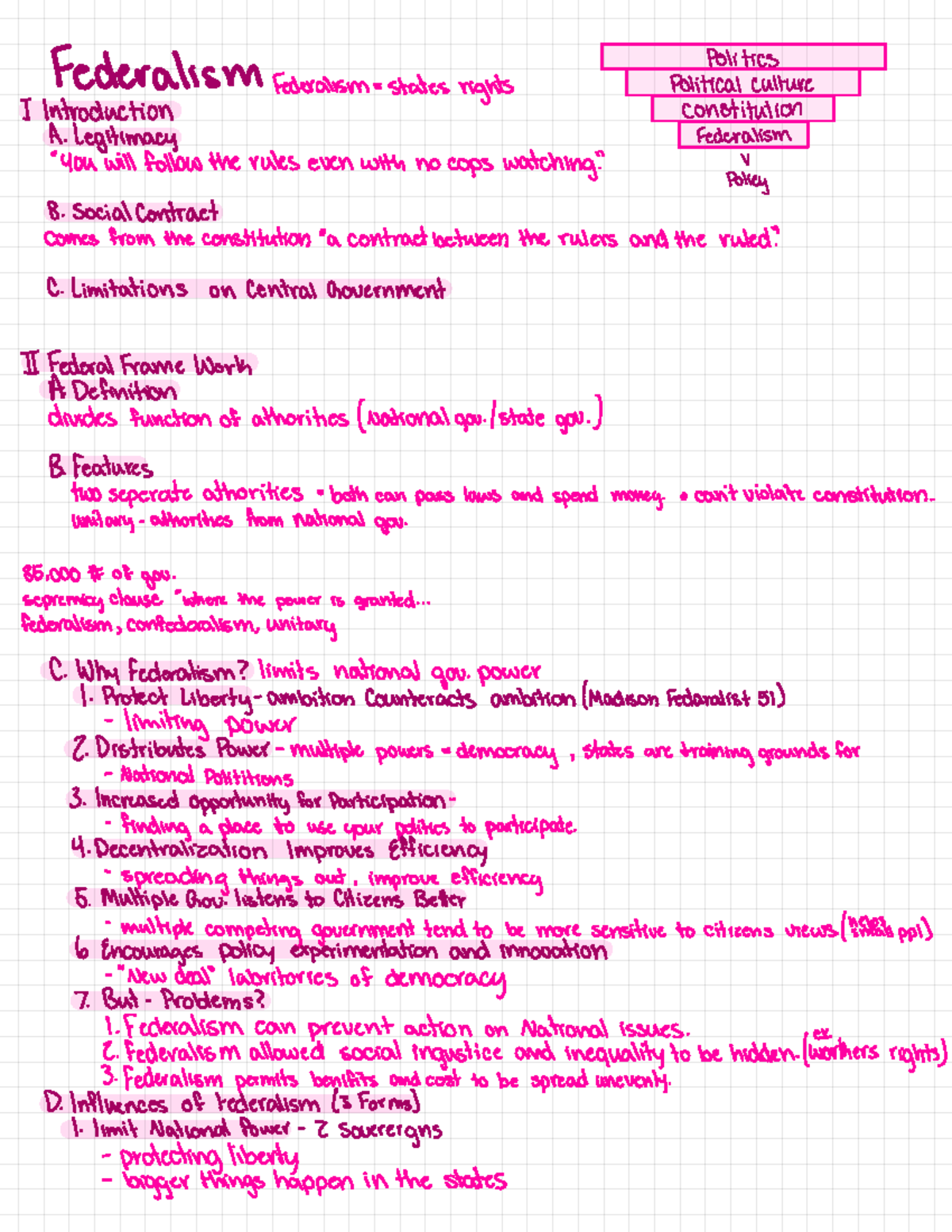 Outline 4 - Professor Tkacik, Federalism - Politics Federalism ...
