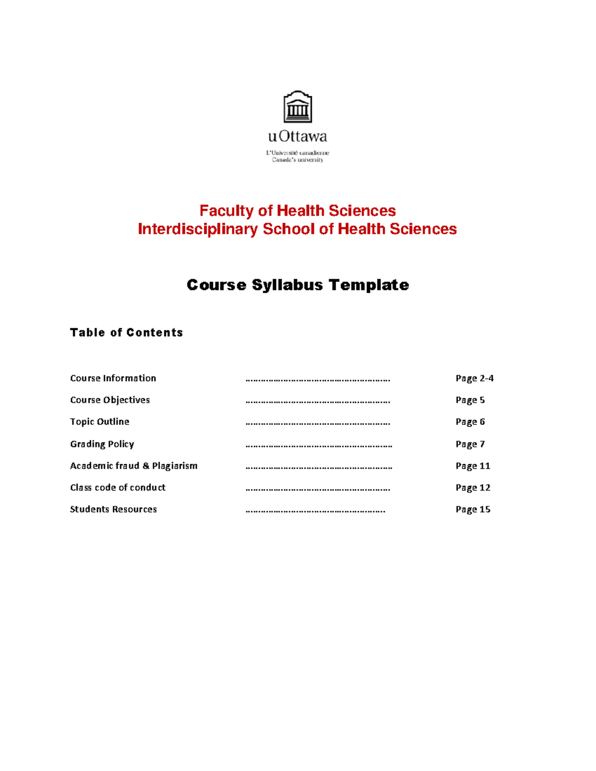 HSS1100 - Syllabus - Faculty of Health Sciences Interdisciplinary ...