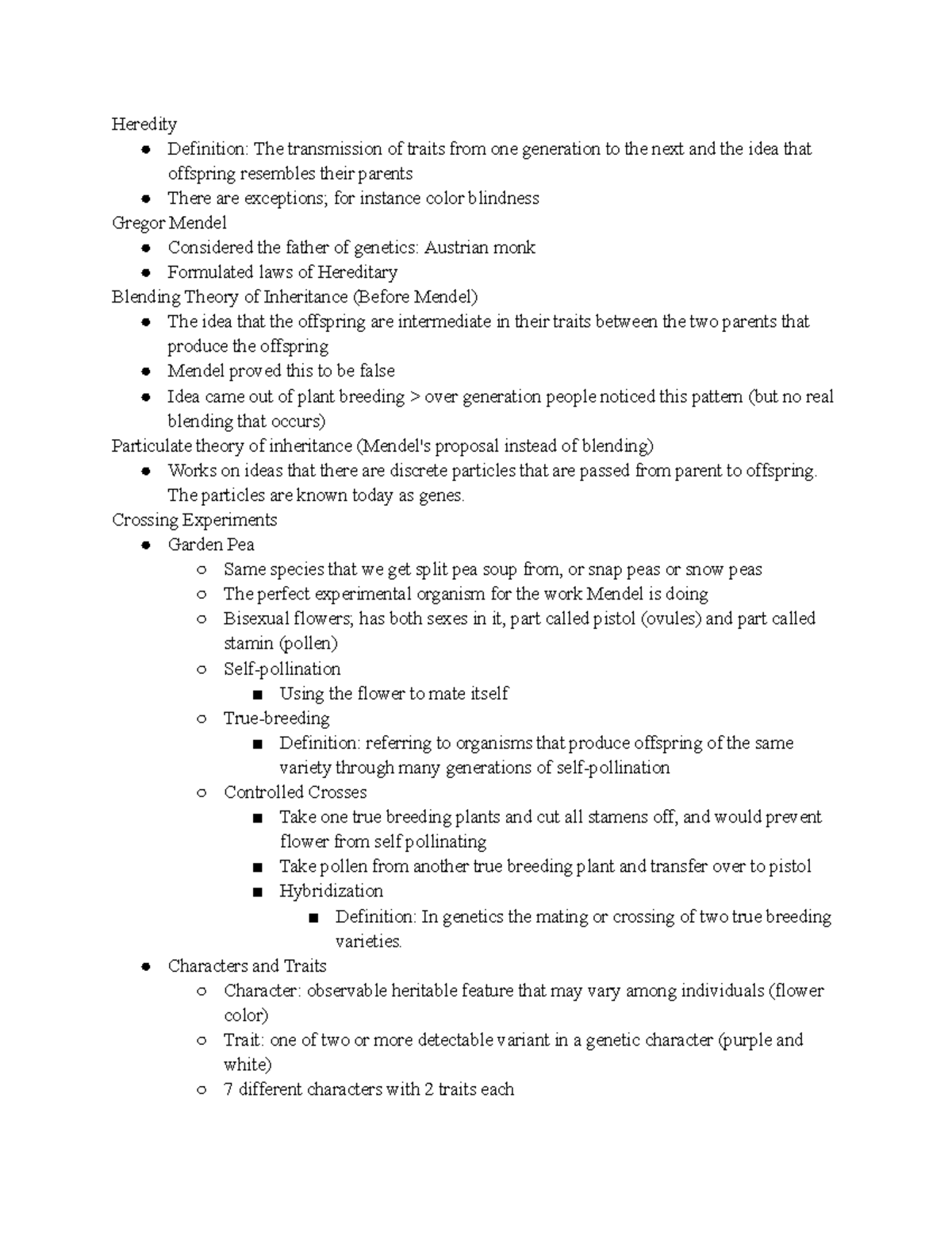 Mendel - The particles are known today as genes. Crossing Experiments ...