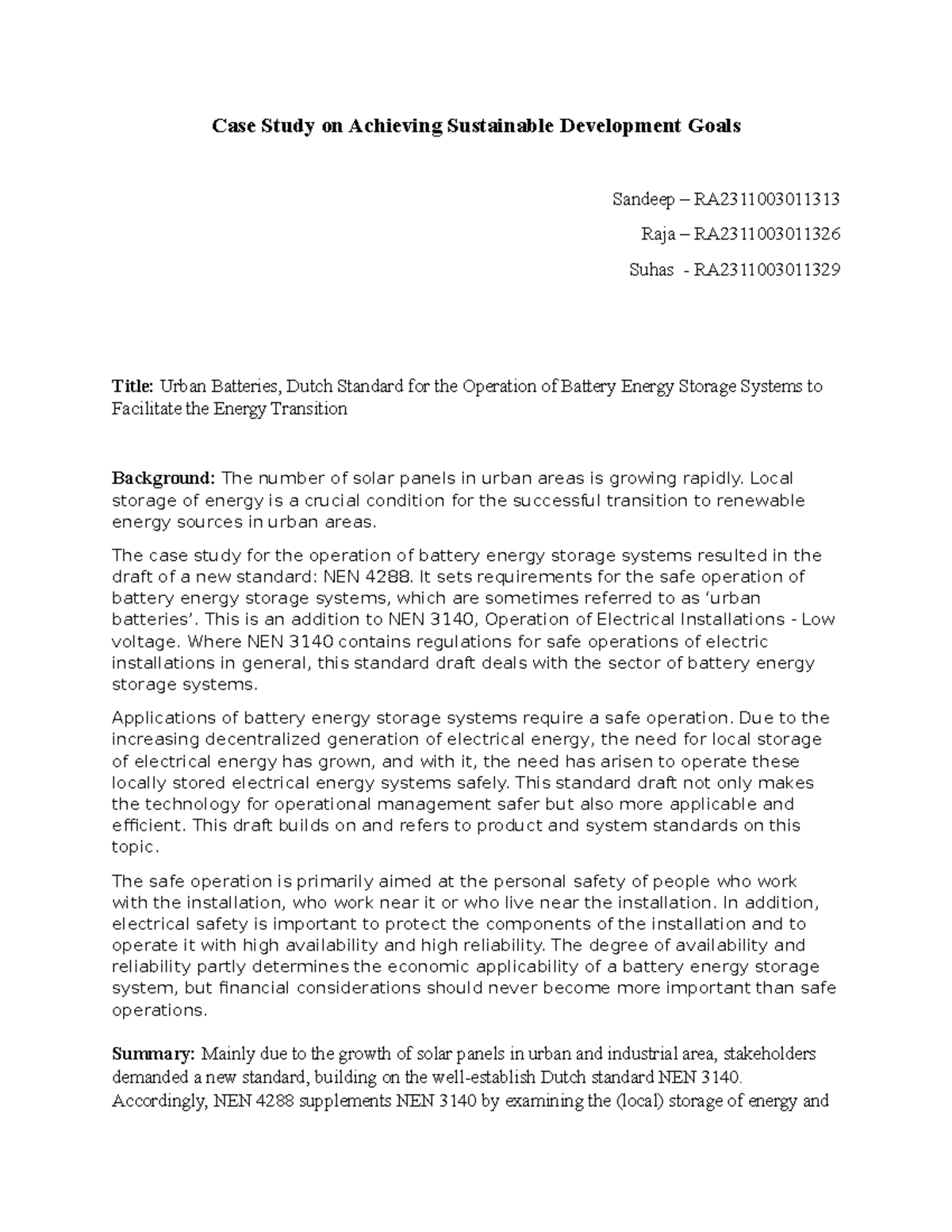 Case Study on Achieving Sustainable Development Goals - Local storage ...