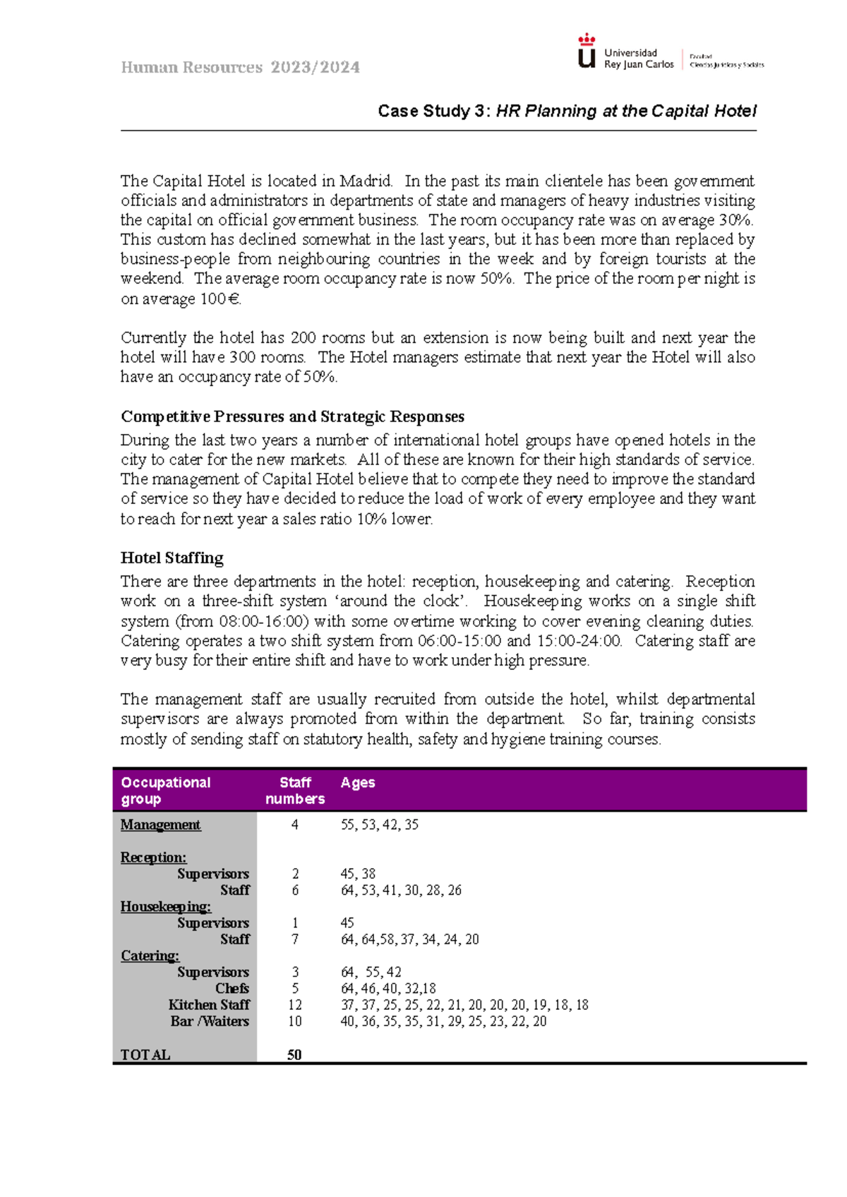 Case study 3 HR Planning - Human Resources 2023/ Case Study 3: HR ...