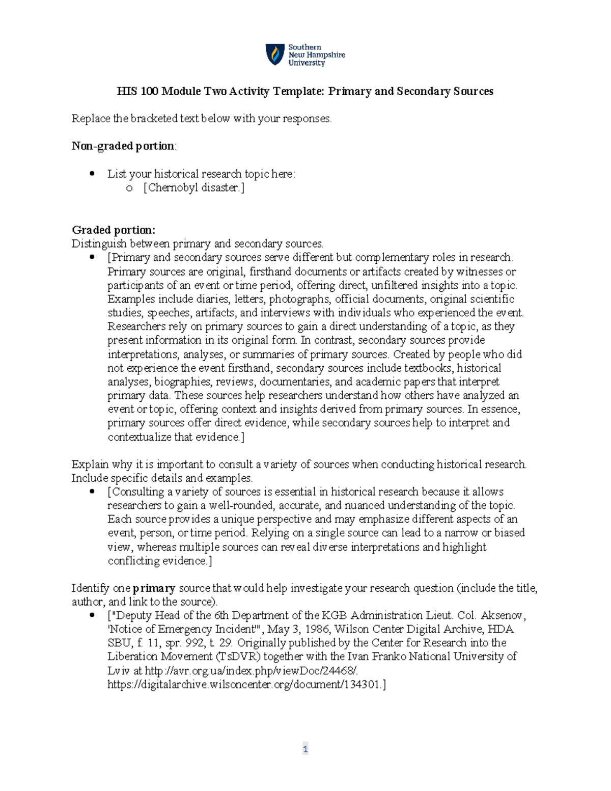 HIS 100 Module Two Activity Sources Template - HIS 100 Module Two ...