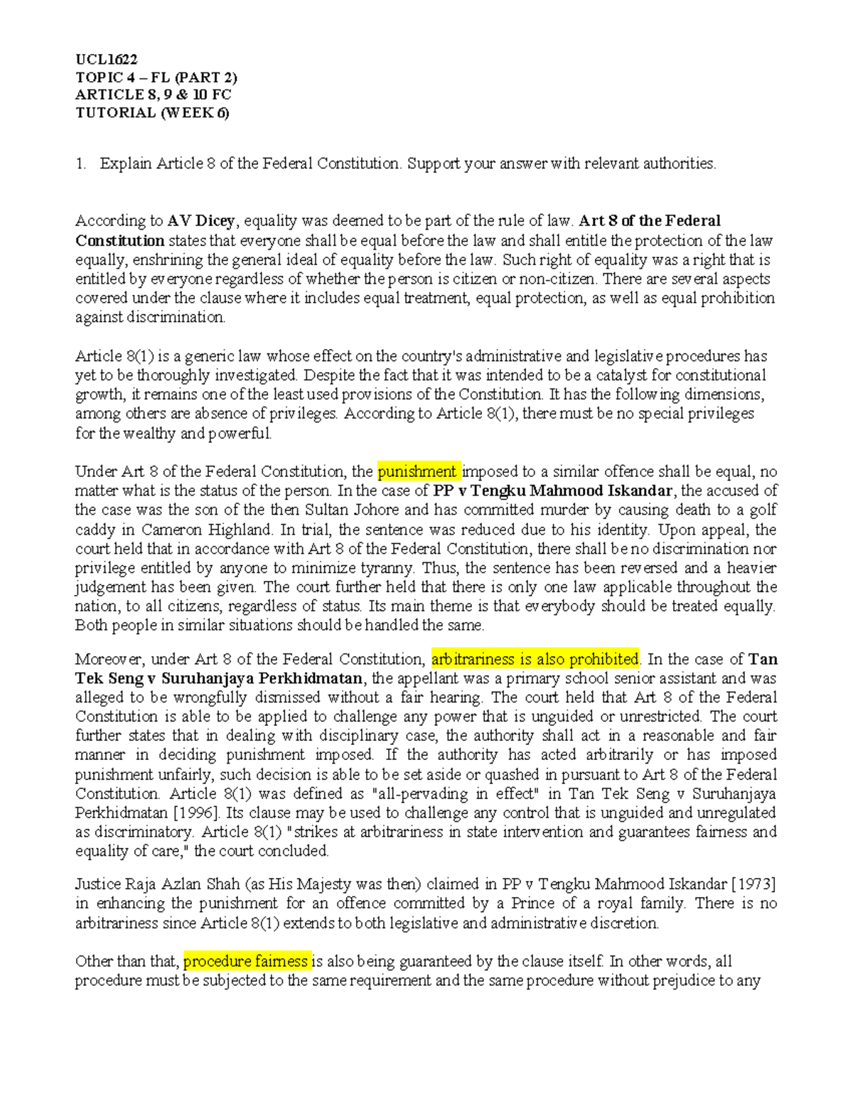 consti ii tutorial Week 6 Art 8, 9, 10 - TOPIC 4 – FL (PART 2) ARTICLE 8, 9 & 10 FC TUTORIAL ...