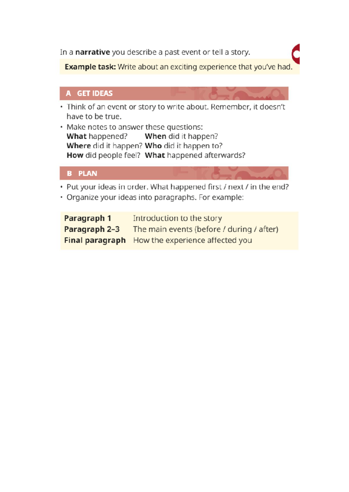 Narrative writing 1 bto - In a narrative you describe a past event or ...