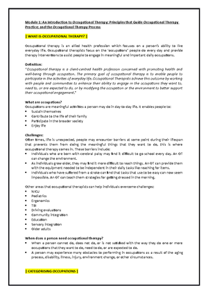 Module 12- OPMA - OPMA model - Module 12: Occupational Performance ...