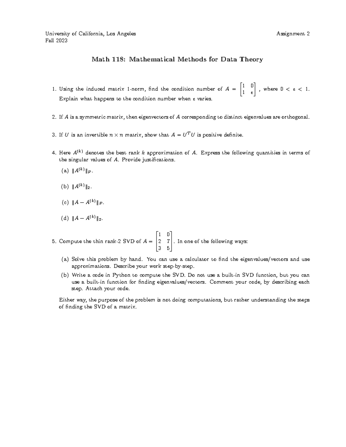 Assignment 2 Homework 2 University Of California Los Angeles
