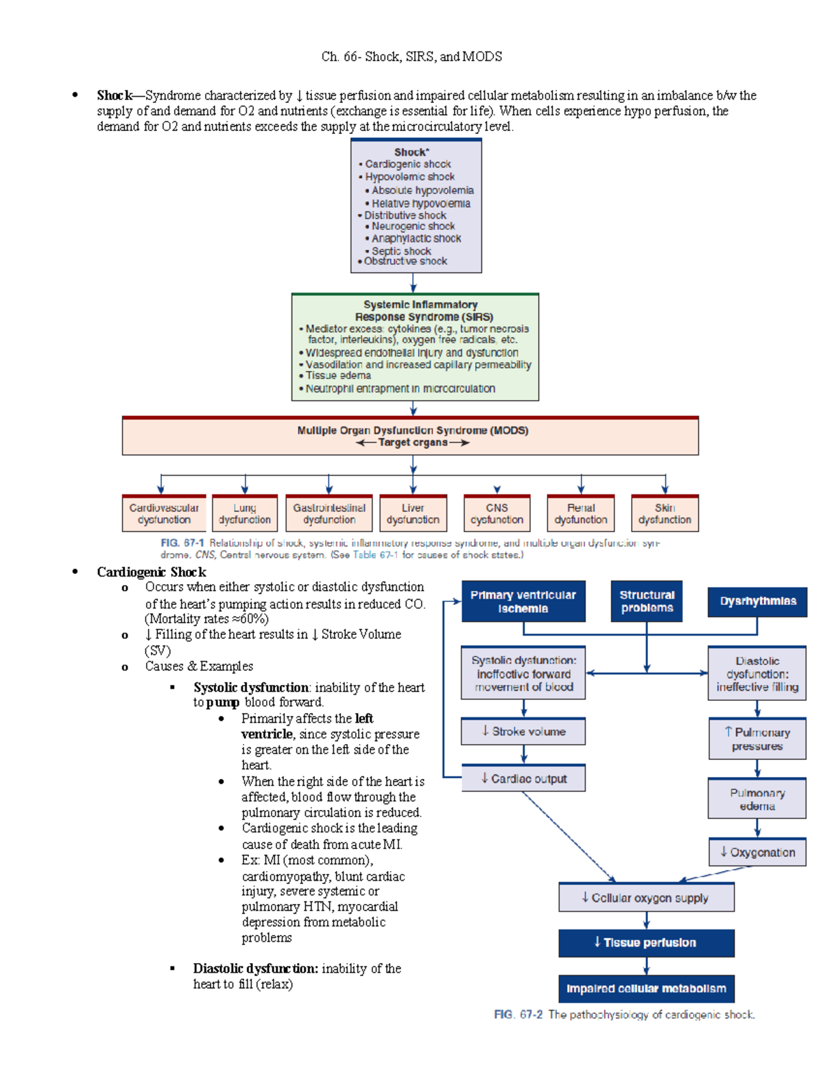 Chapter 66 - Shock, SIRS, and MODS - Ch. 66- Shock, SIRS, and MODS ...