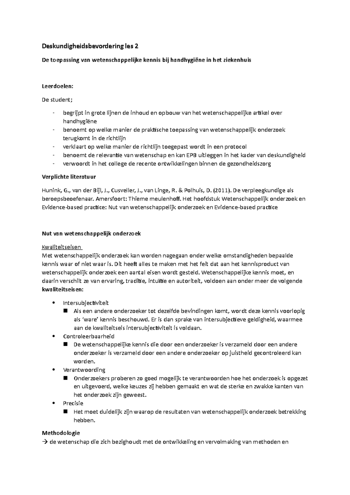 Deskundigheidsbevordering les 2 - , van der Bijl, J., Cusveller, J ...