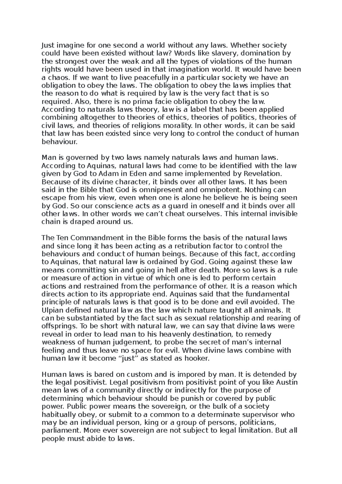 Could Society Exist Without Any Law Philosophy Essay - Just imagine for ...