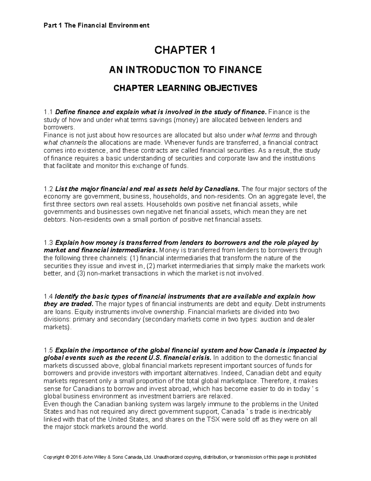 Tb01 4 - test bank - Part 1 The Financial Environment CHAPTER 1 AN ...