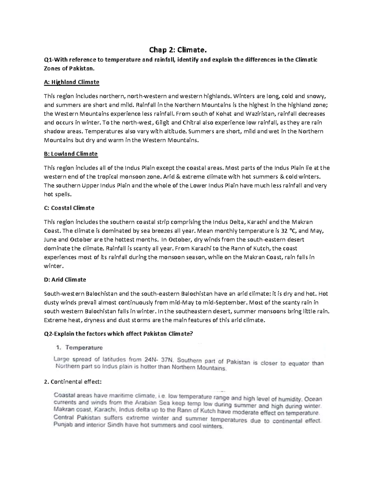 Answer key Geography Chap 2 Climate - Chap 2: Climate. Q1-With ...