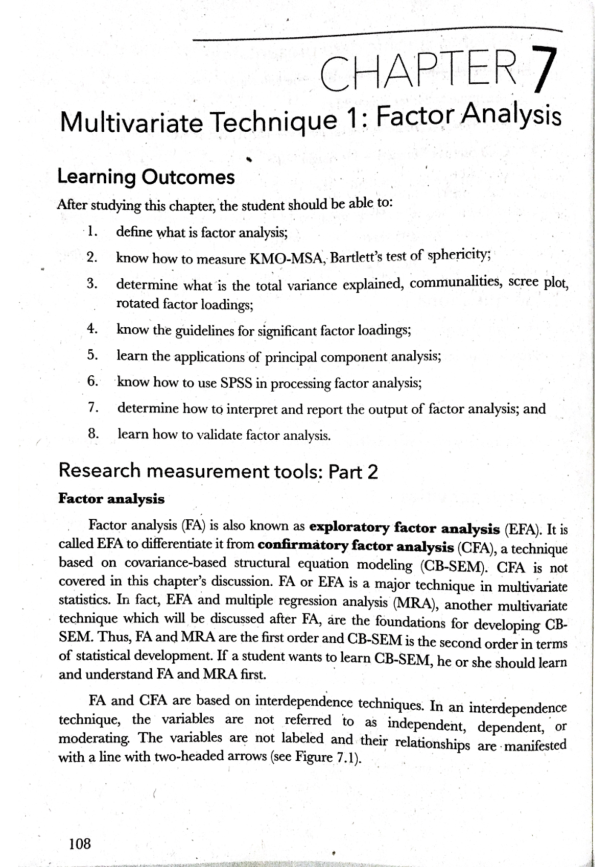 Chapter 7 - Factor Analysis - BSBA in Legal Management - Studocu
