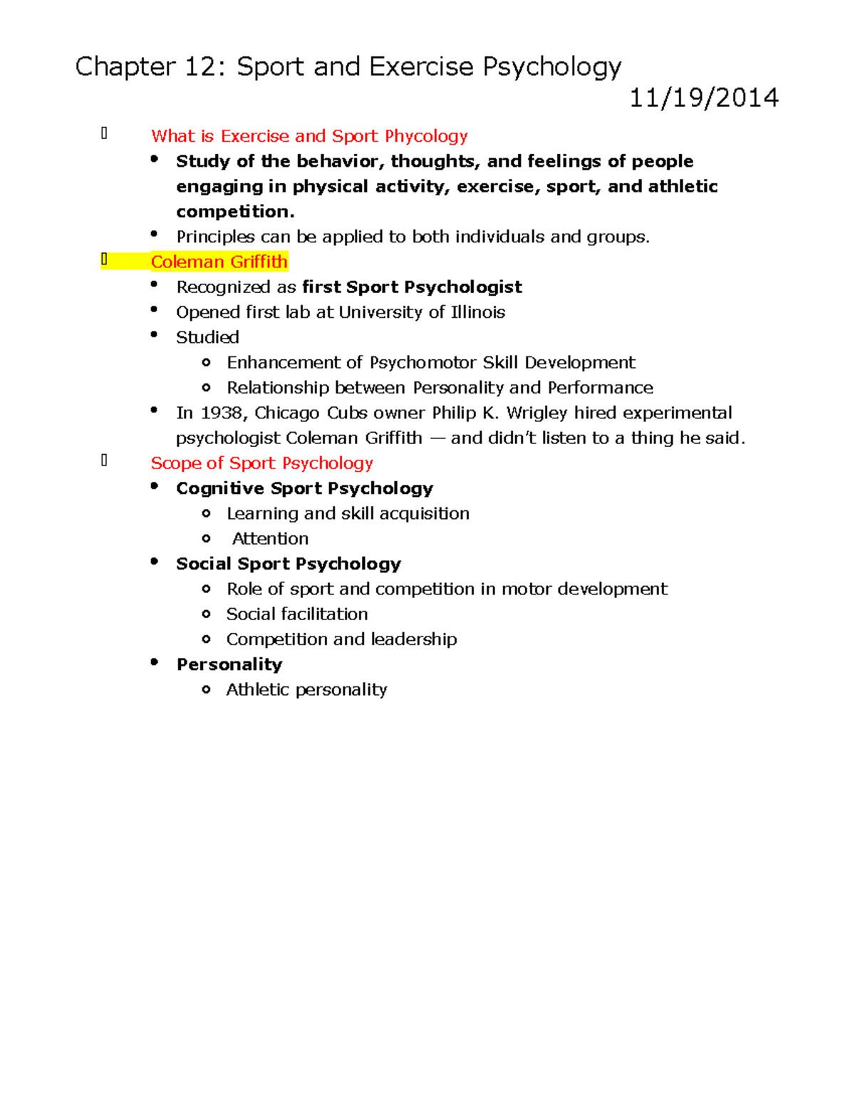 Chapter 12 Sport and exercise psychology - Chapter 12: Sport and ...