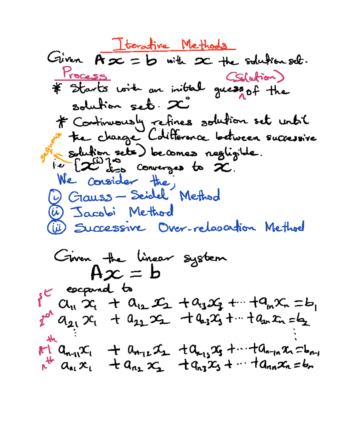 Iterative Methods Iterative Methods Given A Oc B With 2c The