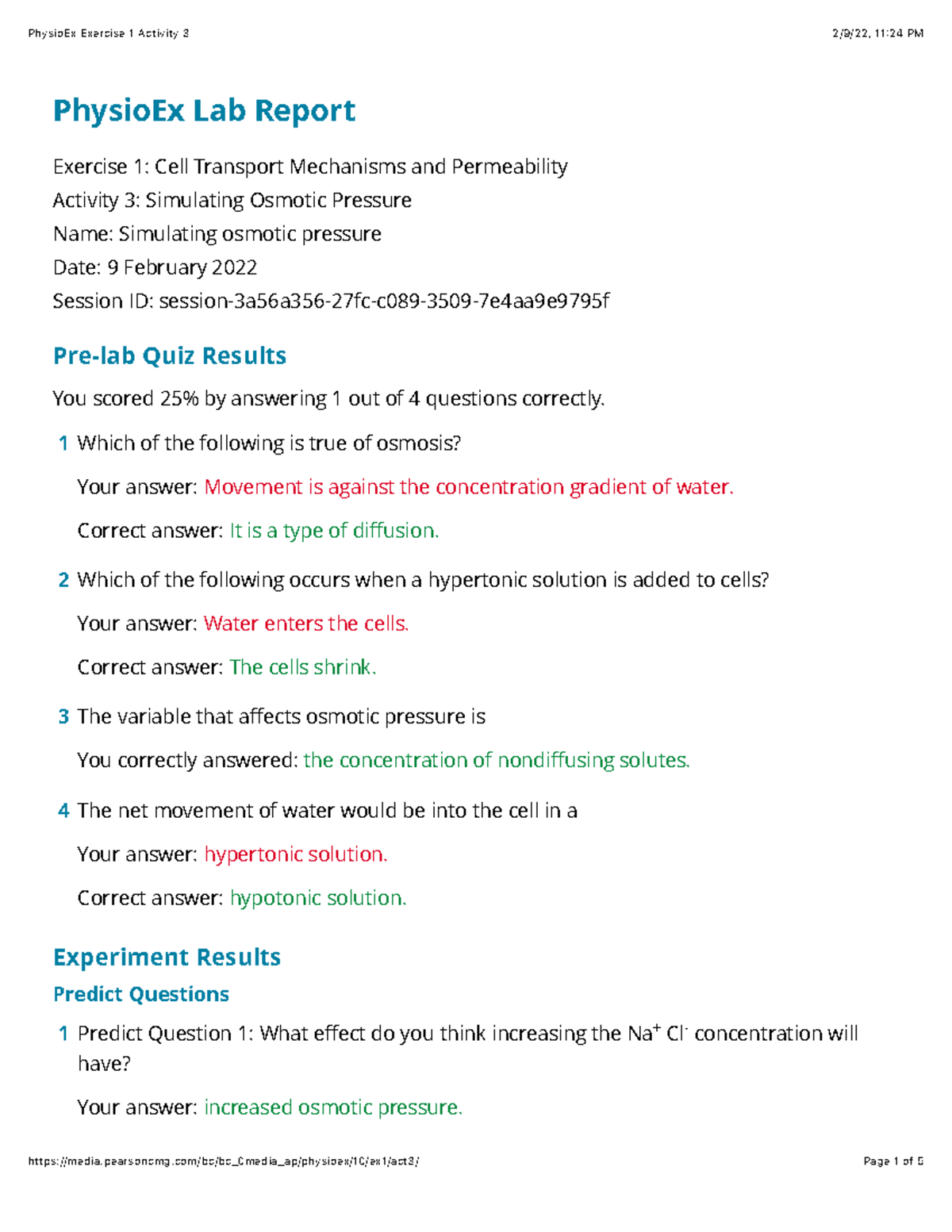 Physio Ex Exercise 1 Activity 3 - PhysioEx Lab Report Exercise 1: Cell ...