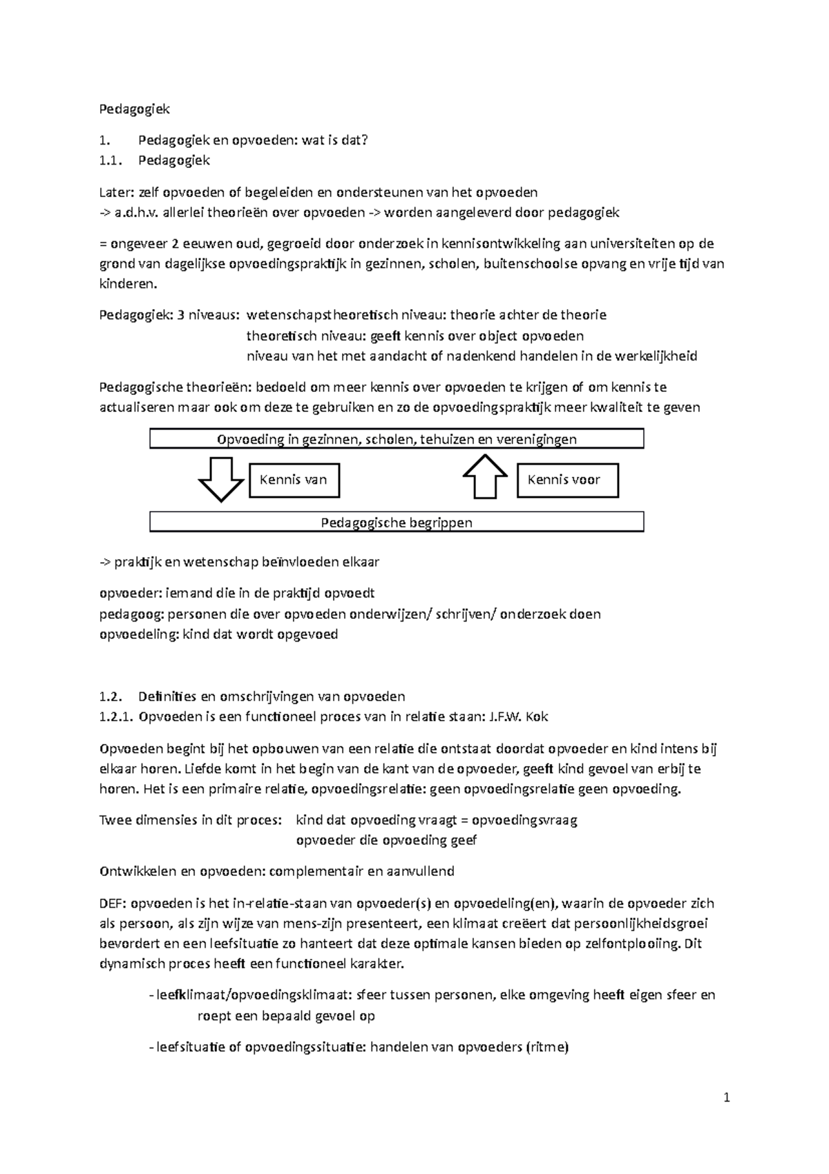 samenvatting pedagogiek (ortho AP) - Pedagogiek 1. 1. Pedagogiek en opvoeden: wat is dat ...