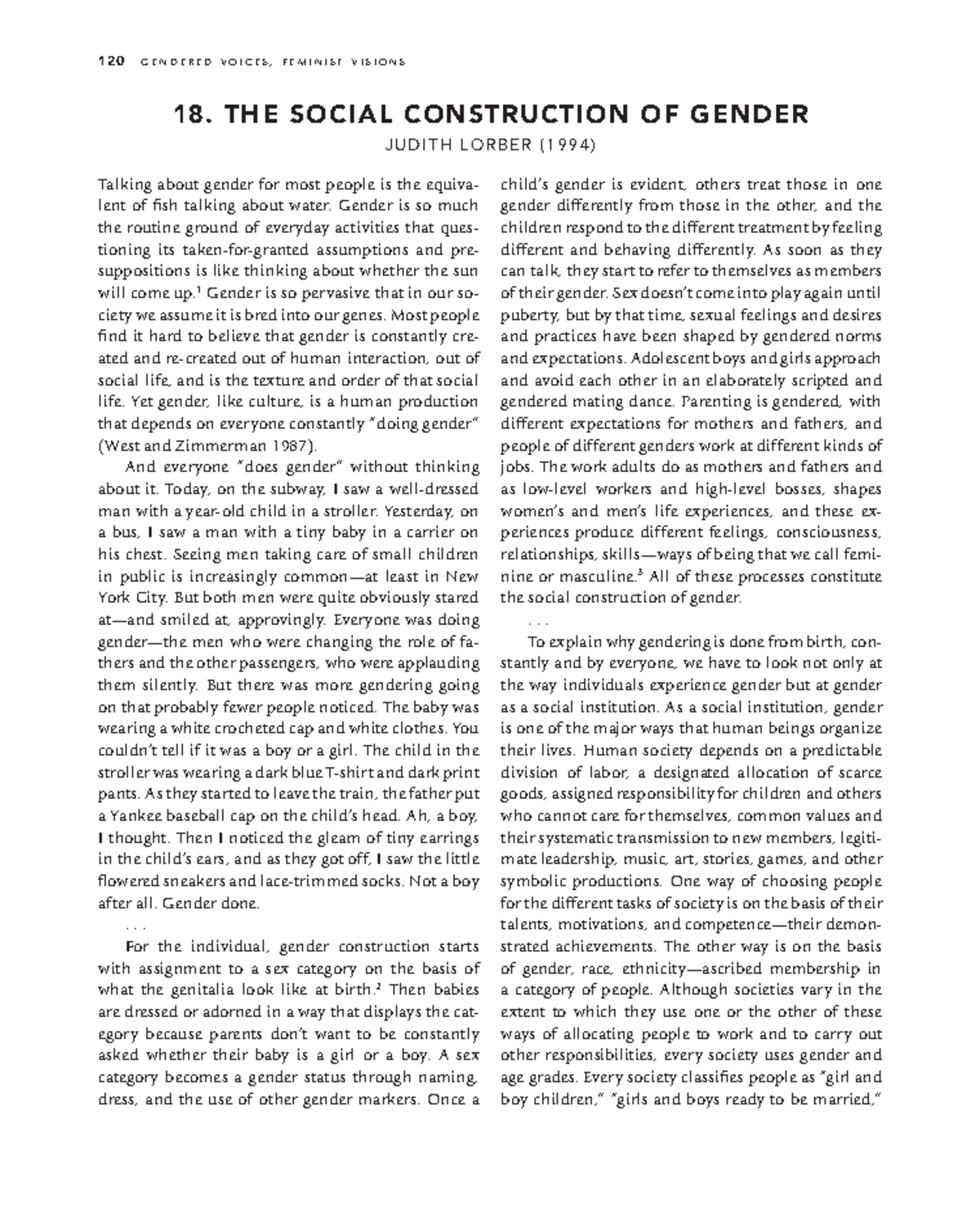 S&L 120-122 The Social Construction of Gender - 120 G E N D E R E D V O ...