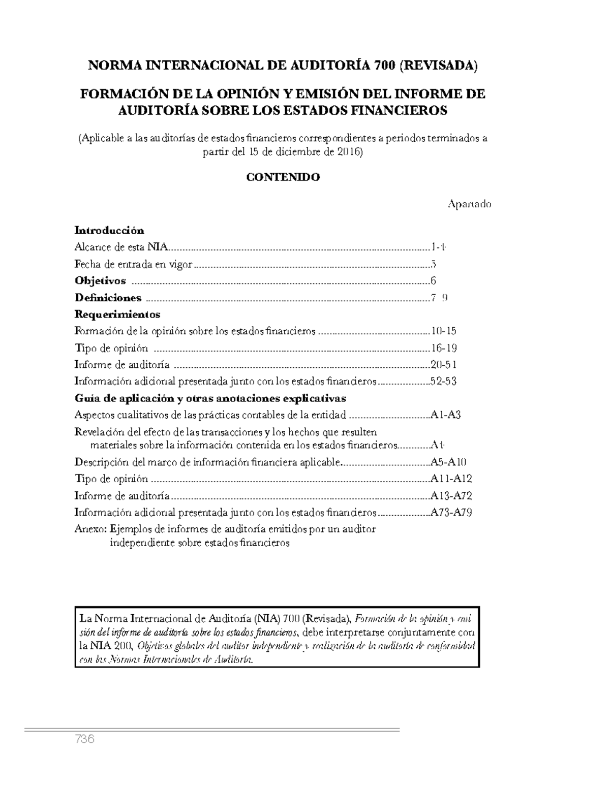 Nia 700 - NIA 700 - 736 NORMA INTERNACIONAL DE AUDITORÍA 700 (REVISADA ...