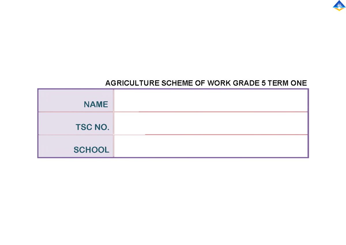 Agriculture Grade 5 Combined - SCHOOL TSC NO. NAME 1 1 Conservi ng our ...