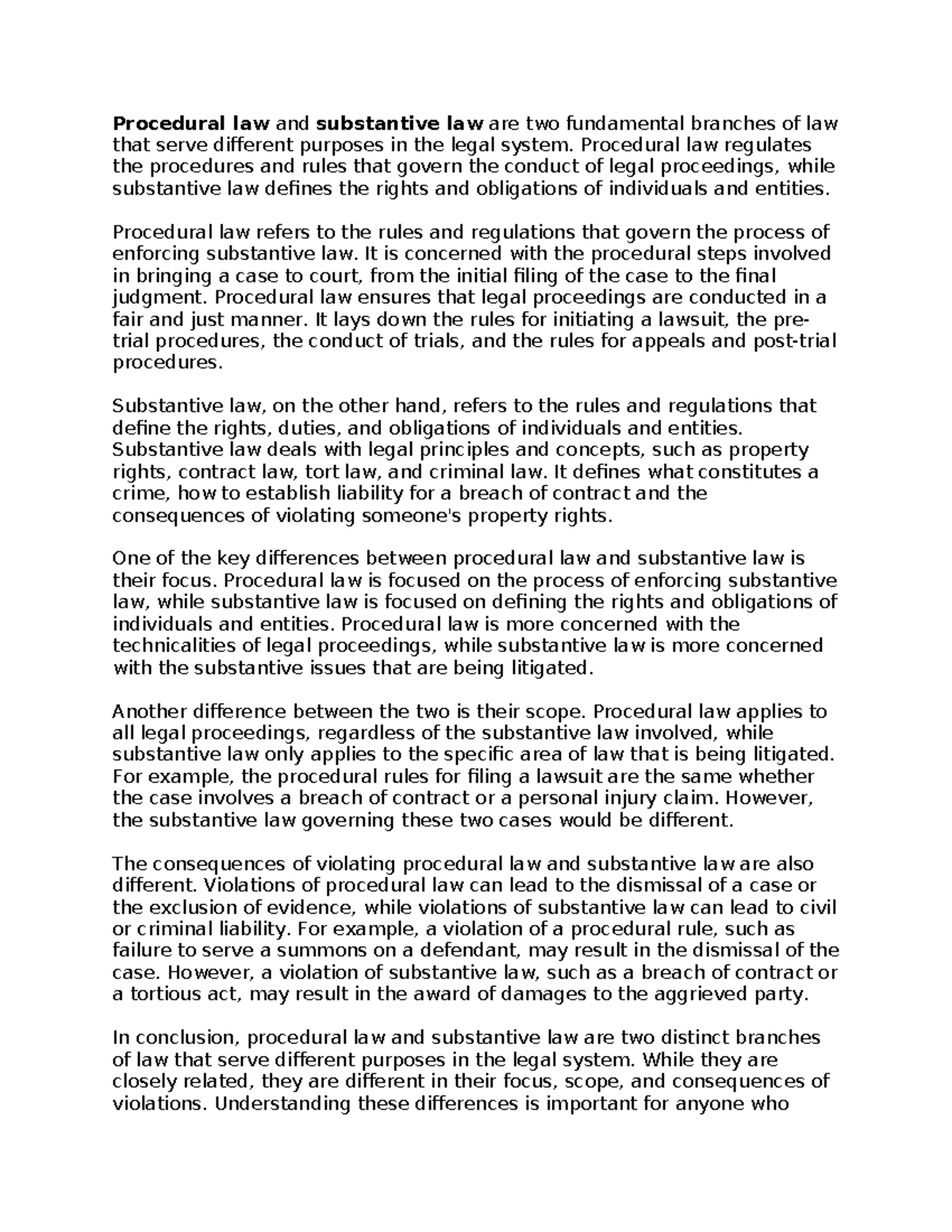 CPC notes - Reference - Procedural law and substantive law are two ...