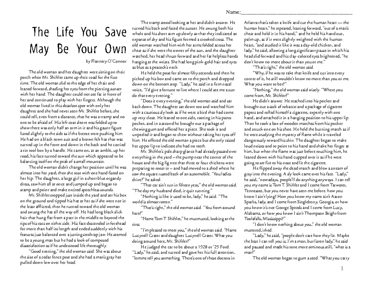 The Life You Save May Be Your Own 1 - May Be Your Own The Life You Save ...