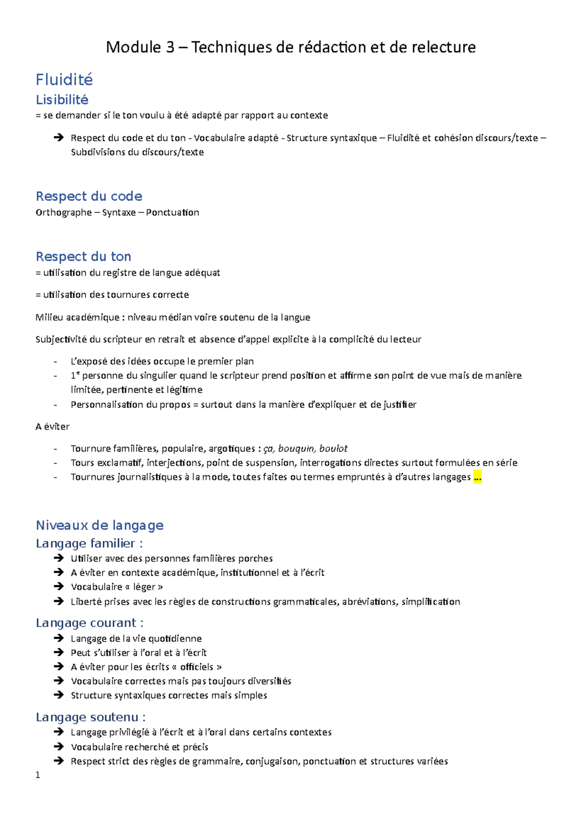 Module 3 - techniques de rédaction et de relecture - Module 3 – Techniques de rédaction et de ...