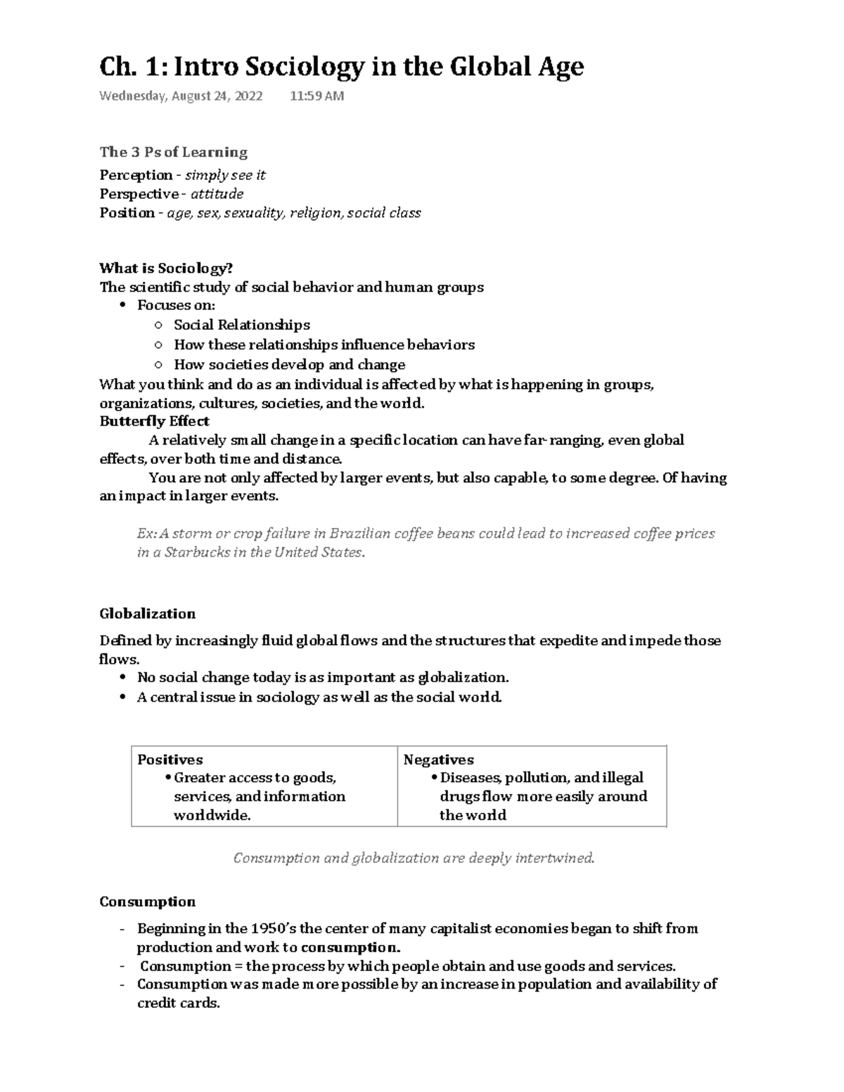 Intro to Sociology in the Global Age - The 3 Ps of Learning Perception ...