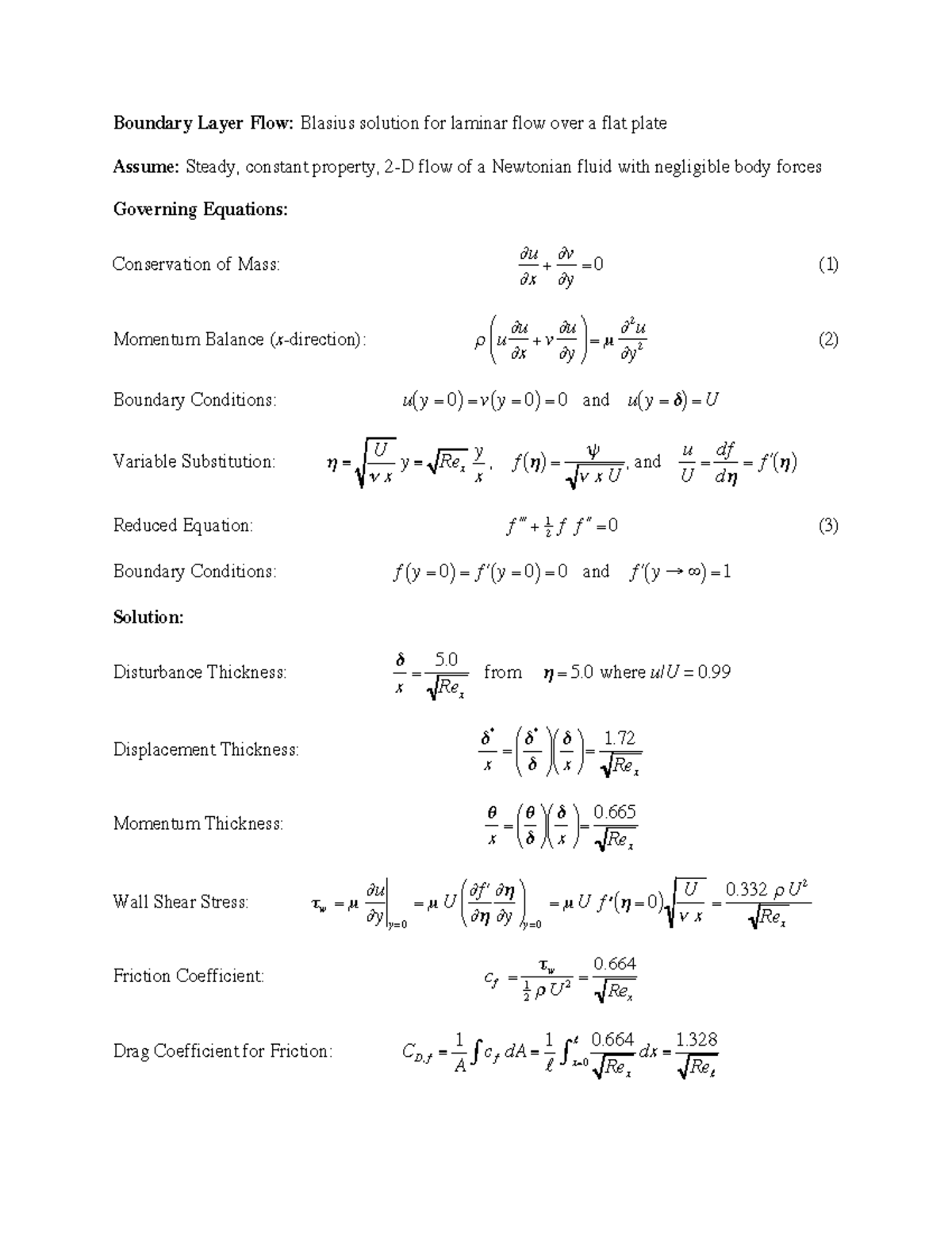 Blasius - Formulación - Boundary Layer Flow: Blasius solution for ...
