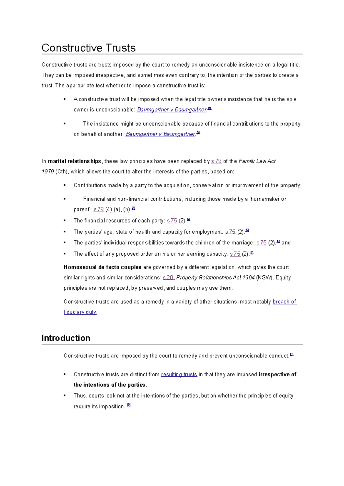 Constructive trusts and property interests - Constructive Trusts Constructive trusts are trusts ...