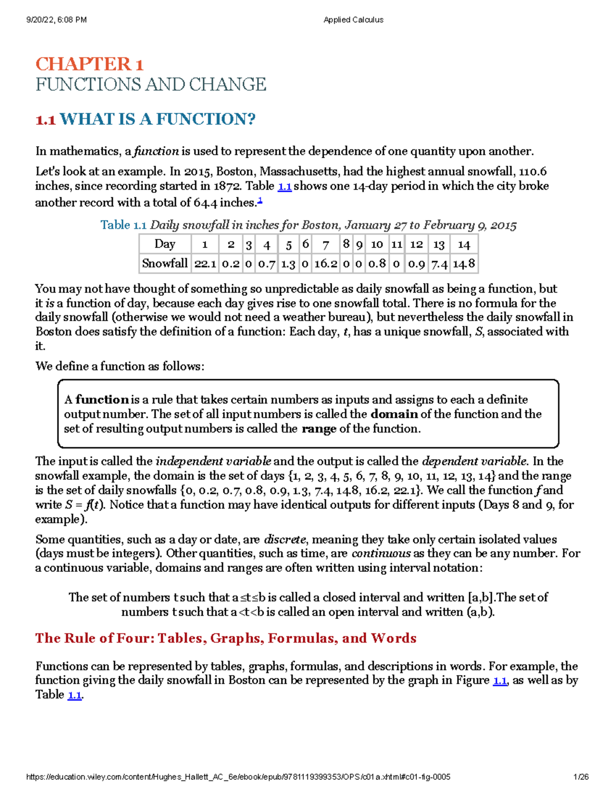 5. Applied Calculus ch1 - CHAPTER 1 FUNCTIONS AND CHANGE 1 WHAT IS A ...