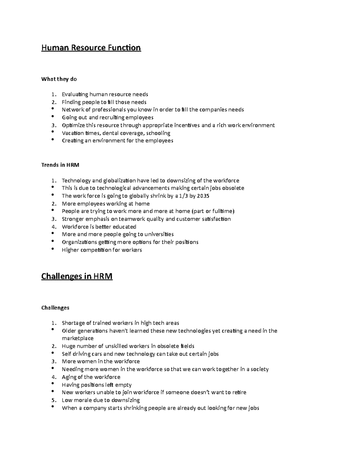 Lecture 10 Human Resources - Human Resource Function What they do ...