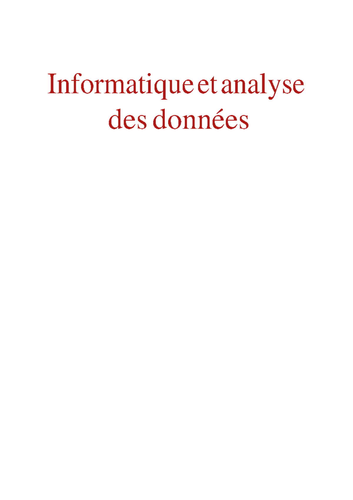 Analyse et traitement de donnée - Informatique et analyse des données ...