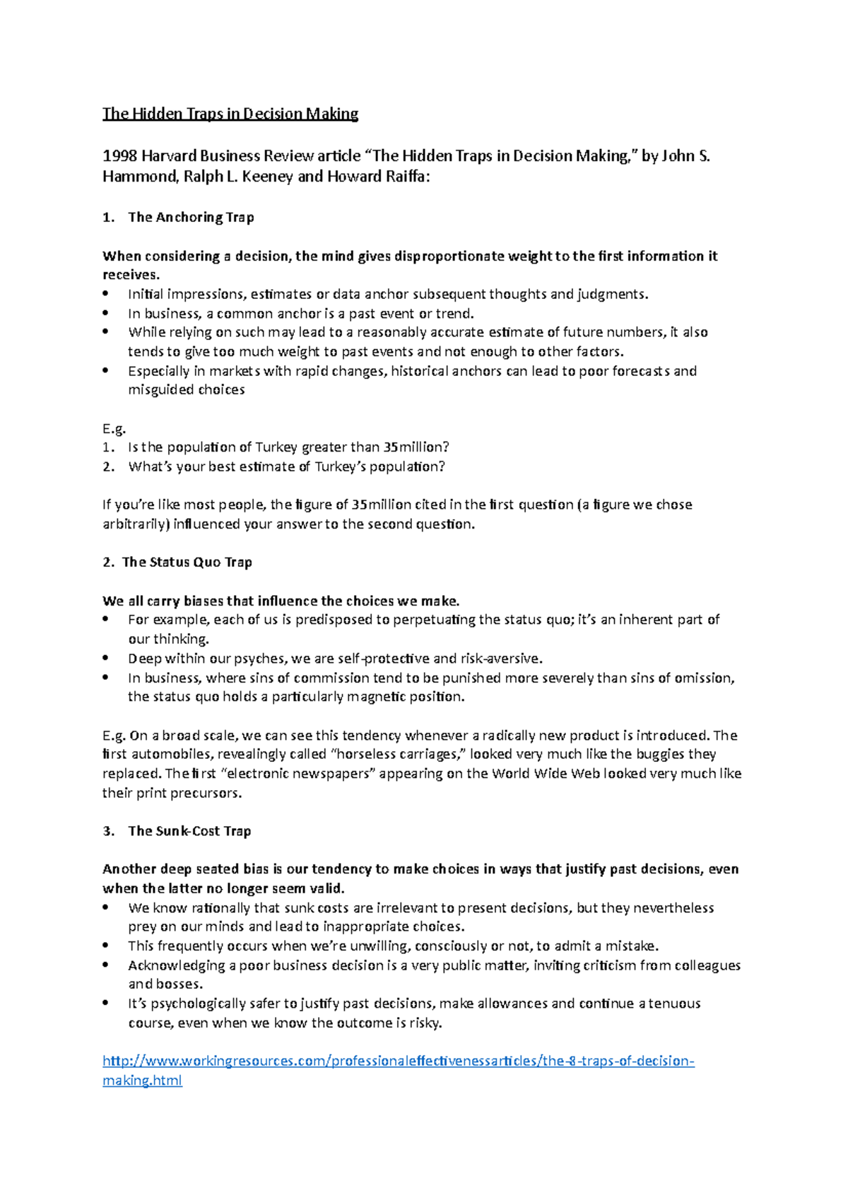 The Hidden Traps in Decision Making - Hammond, Ralph L. Keeney and ...