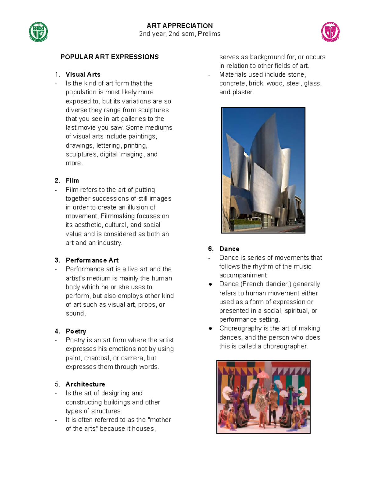 Popular ART Expressions - 2nd year, 2nd sem, Prelims POPULAR ART ...