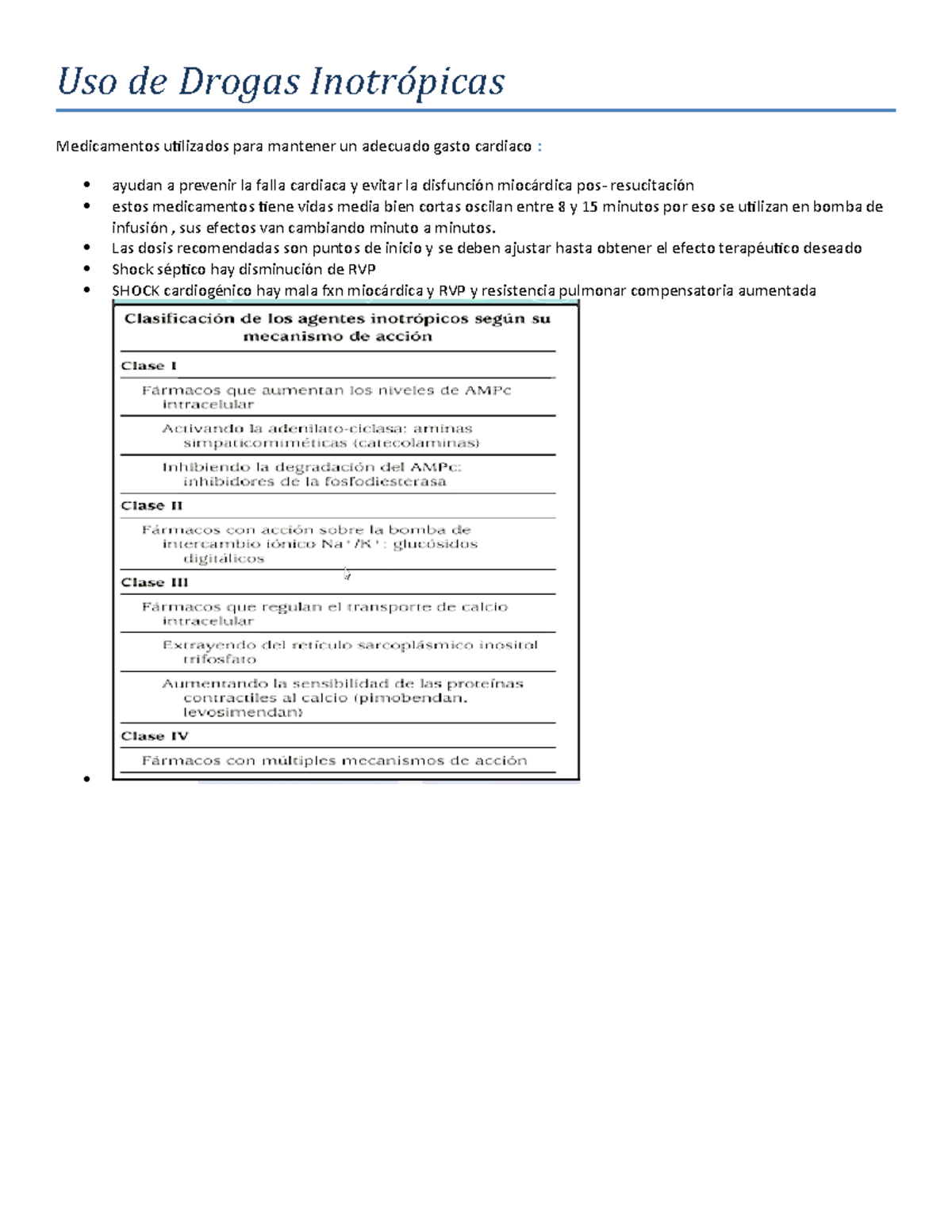 2. Aminas Vasoactivas Resumen - Uso de Drogas Inotrópicas Medicamentos utilizados para mantener ...