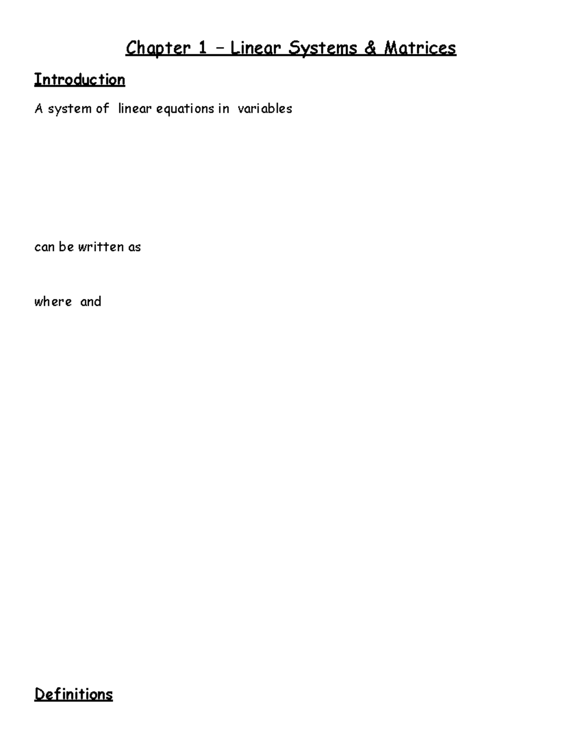 Algebra 1B - Chapter 1 - Chapter 1 – Linear Systems & Matrices ...