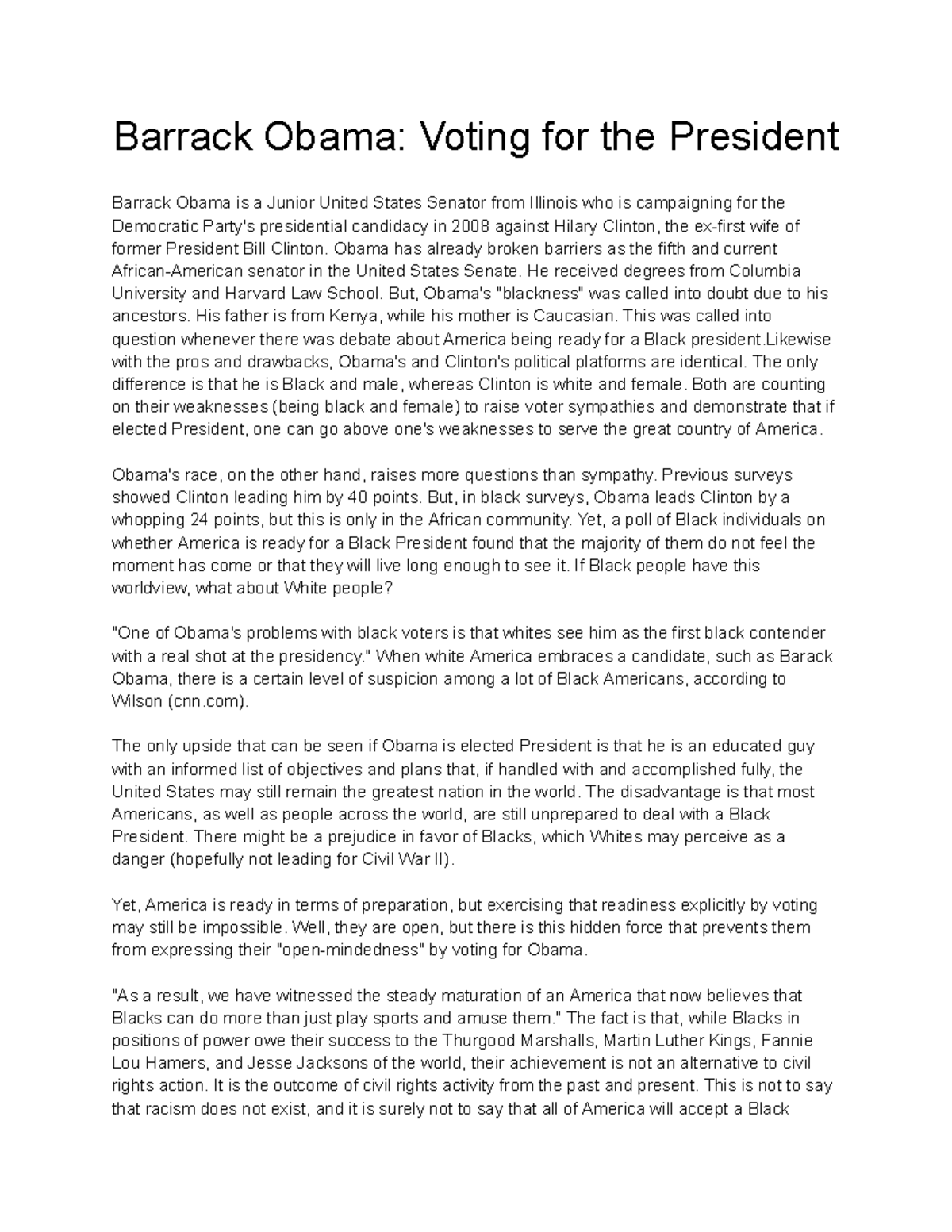 Barrack Obama Voting for the President - Barrack Obama: Voting for the ...