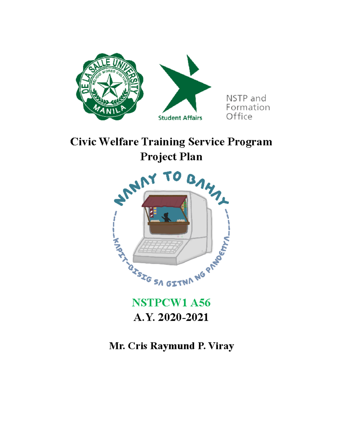 Nstpcw 1 A56 Project Plan AY2021 - Civic Welfare Training Service ...